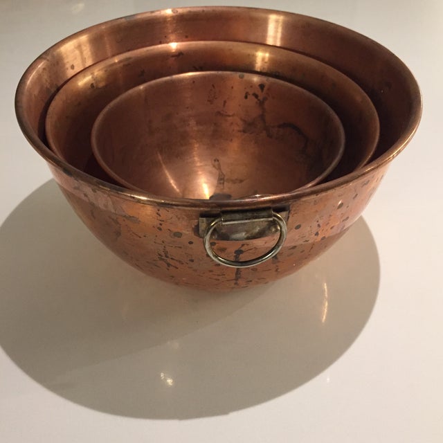 20th Century French Style Solid Copper Mixing Bowls - Set of 3 | Chairish