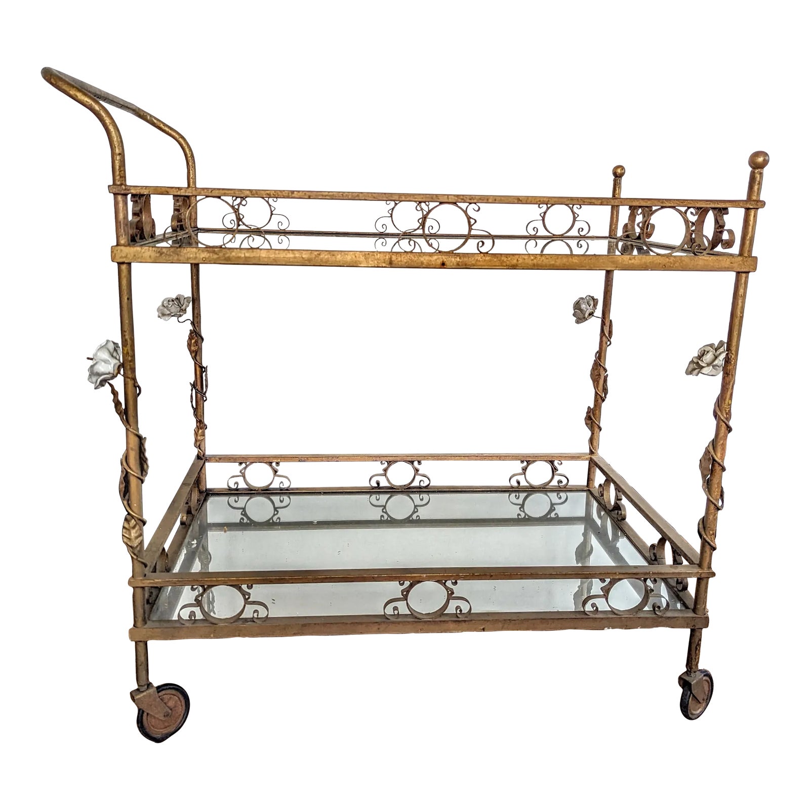 Mid 20th Century Vintage Italian Service Cart With Sculptural Rose ...