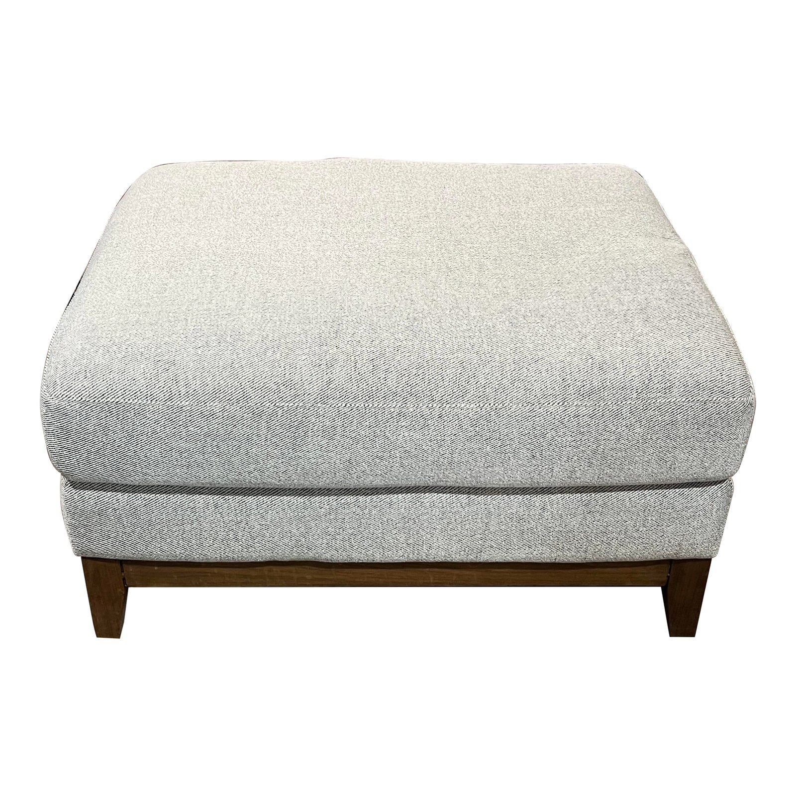 Jonathan Lewis Gray Fabric Ottoman Wood Frame | Chairish
