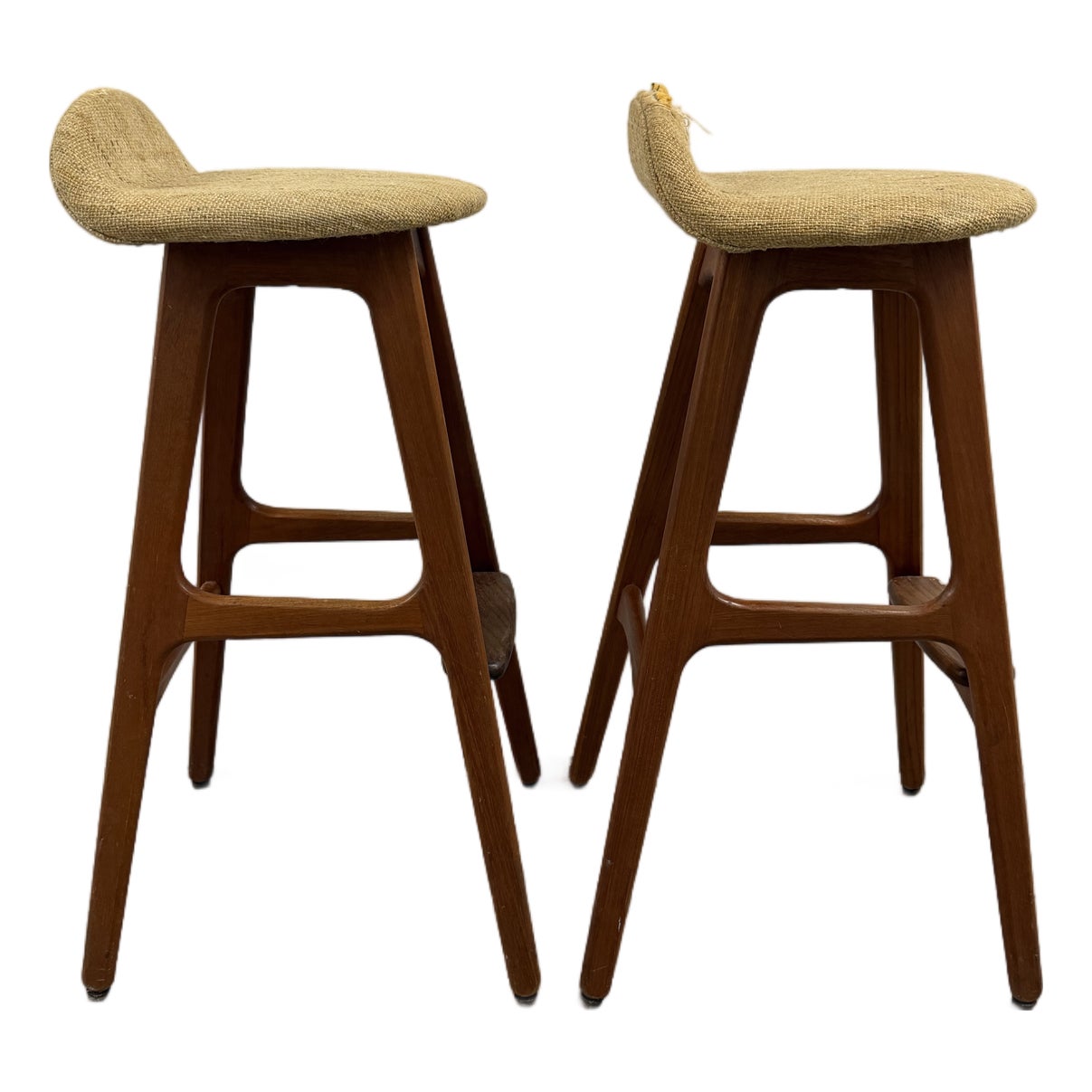 Pair of MCM Mid Century Modern Erik Buch Danish Teak Bar Stools Model ...