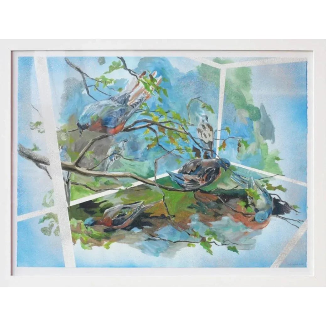 Anna Stump, Contemporary Bird Painting, "Passenger Pigeons Terrarium ...