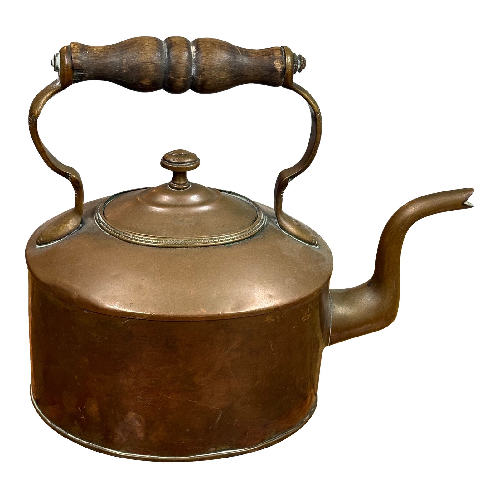 19th Century Cooper Kettle With Wooden Handle | Chairish