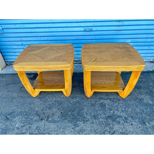 California Coastal Oak Parquet End Tables (Set of Two) | Chairish