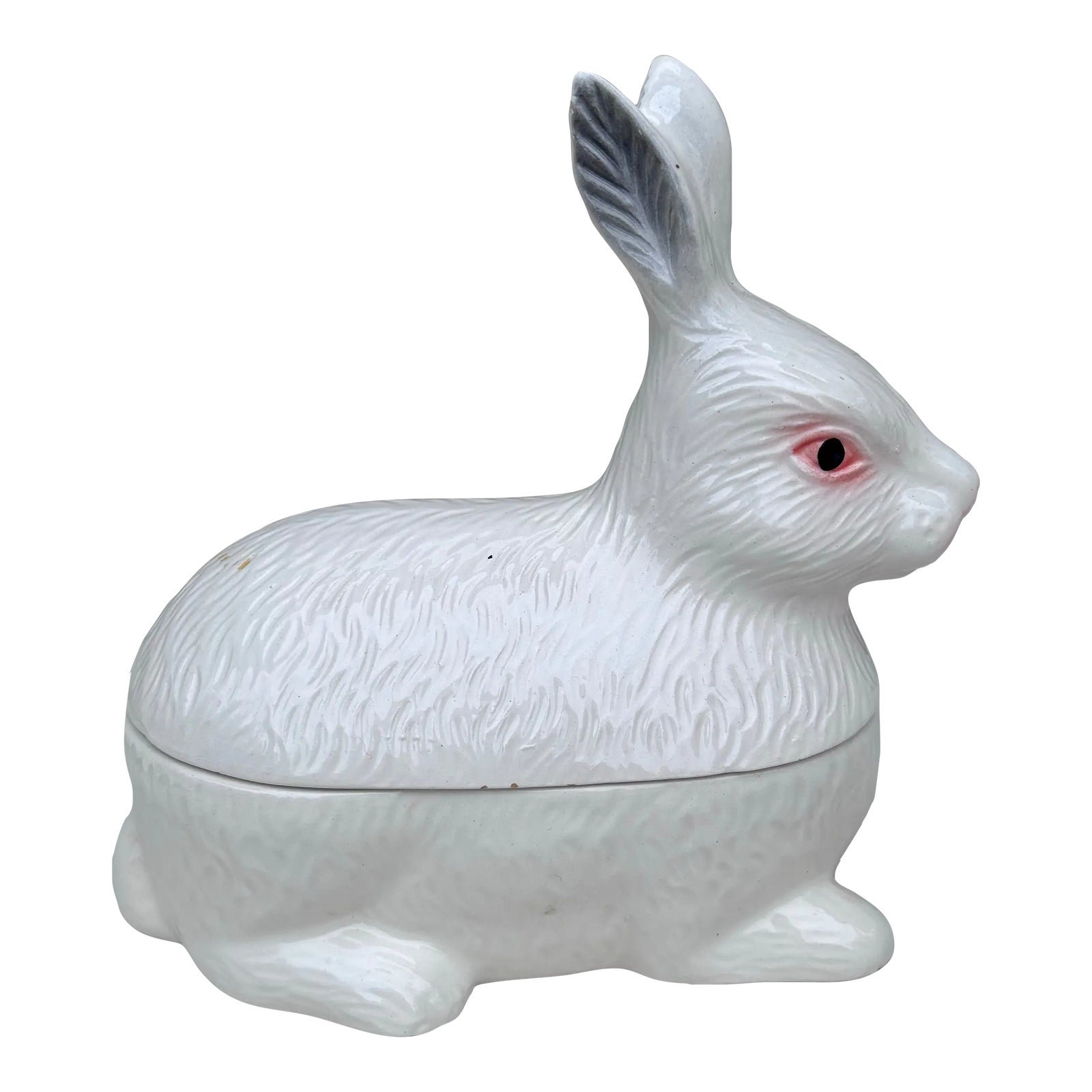Small Majolica Pate White Rabbit Tureen | Chairish