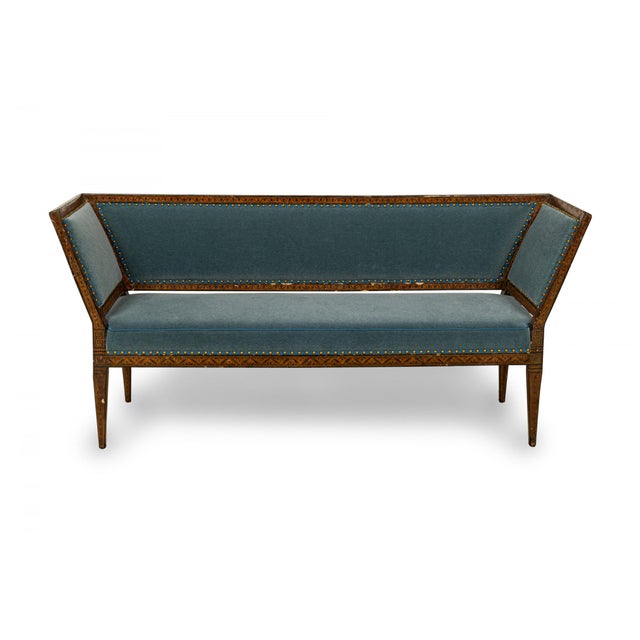 Italian Neo-Classic Blue Velvet Settee | Chairish