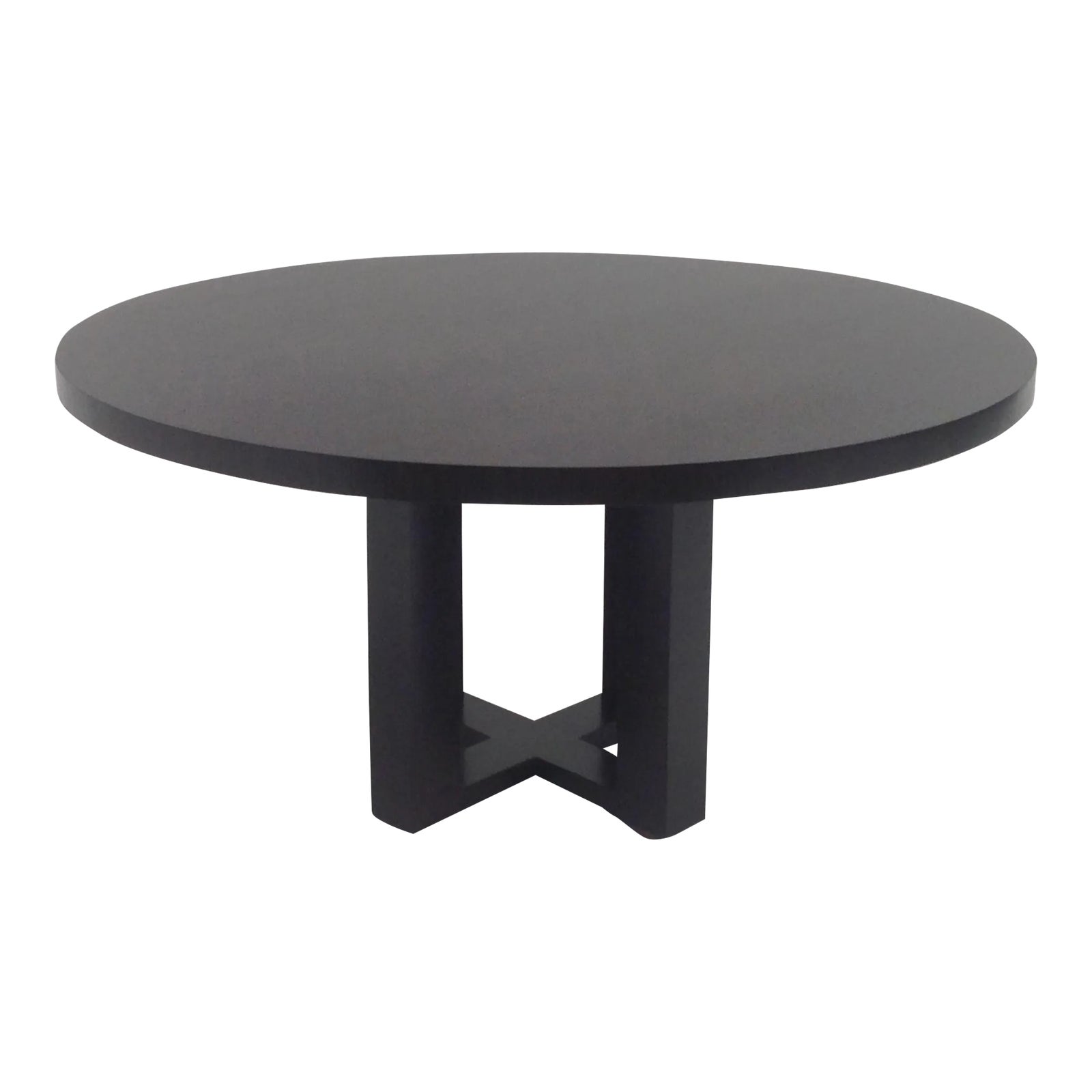 Modern Round Oak Dining Table With Washed Walnut Finish | Chairish