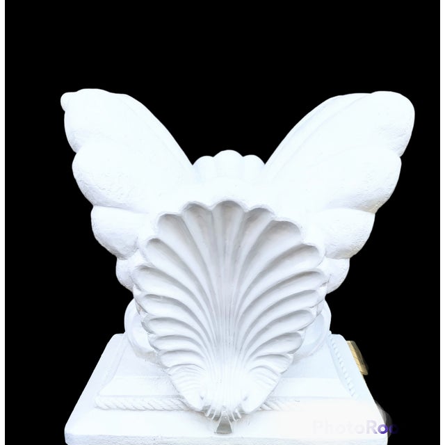 Monumental Vintage Coastal 4 Sided Clam Shell Form Gloss White Dining ...