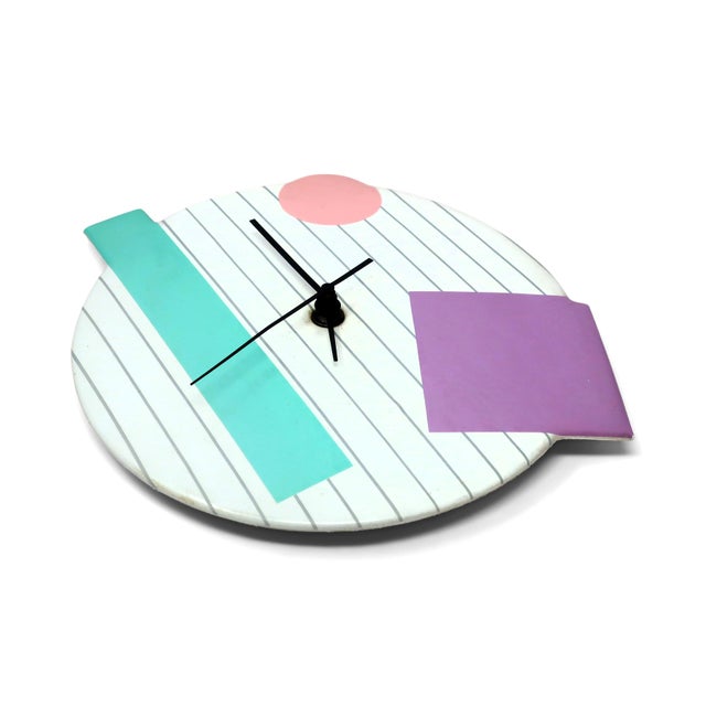 1990s Pastel Geometric Wall Clock | Chairish