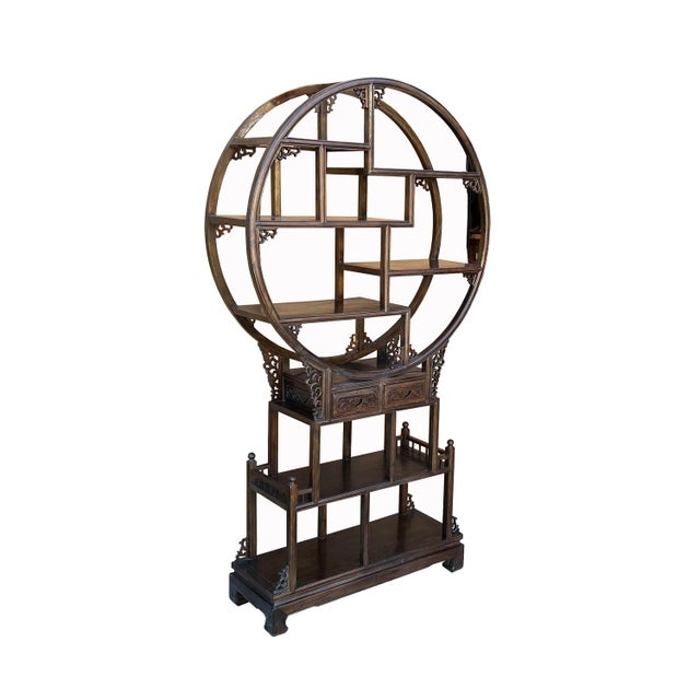 Chinese Round Top Tower Shape Display Curio Cabinet Room Divider | Chairish