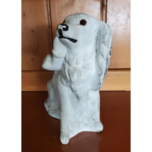 Antique Chalkware Dog, Smoking a Pipe | Chairish