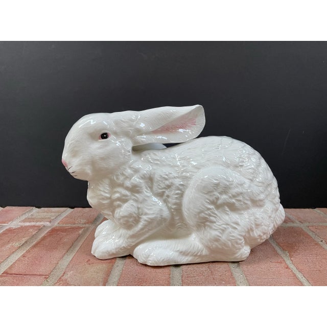 Vintage Large Ceramic White Rabbit | Chairish