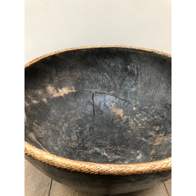Mid 20th Century Oversized Vintage Wood Bowl Vessel | Chairish
