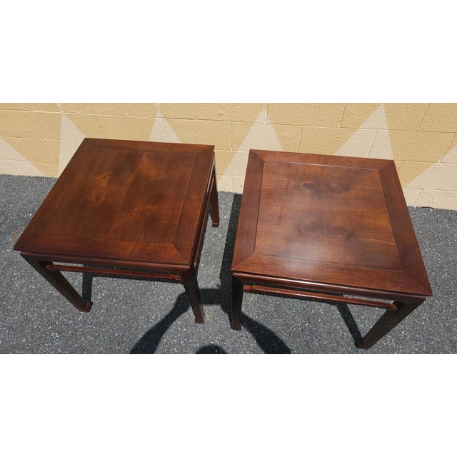 Pair Mid Century Henredon Ming Style Walnut Side Tables | Chairish