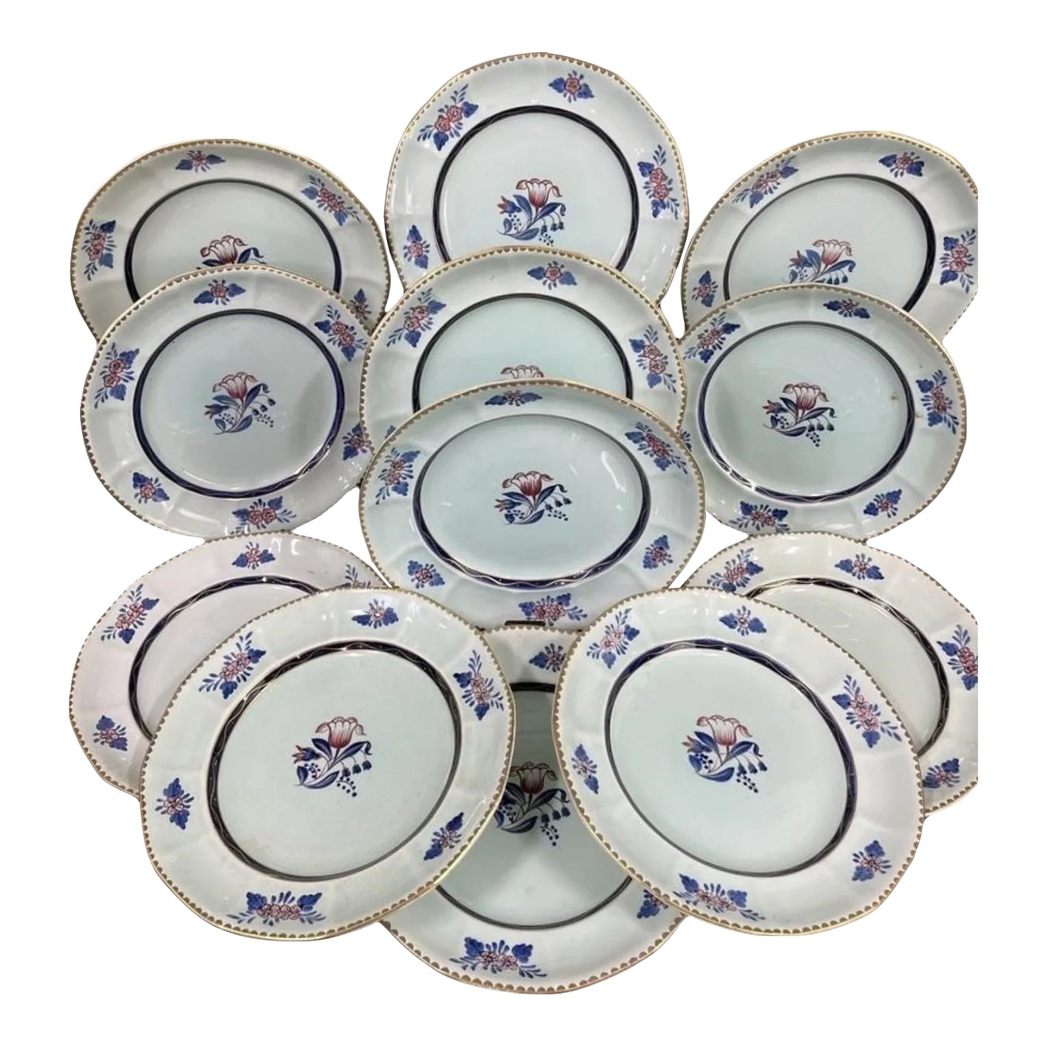 1950s CalyxWare Hand-Painted Plates- Set of 12 | Chairish