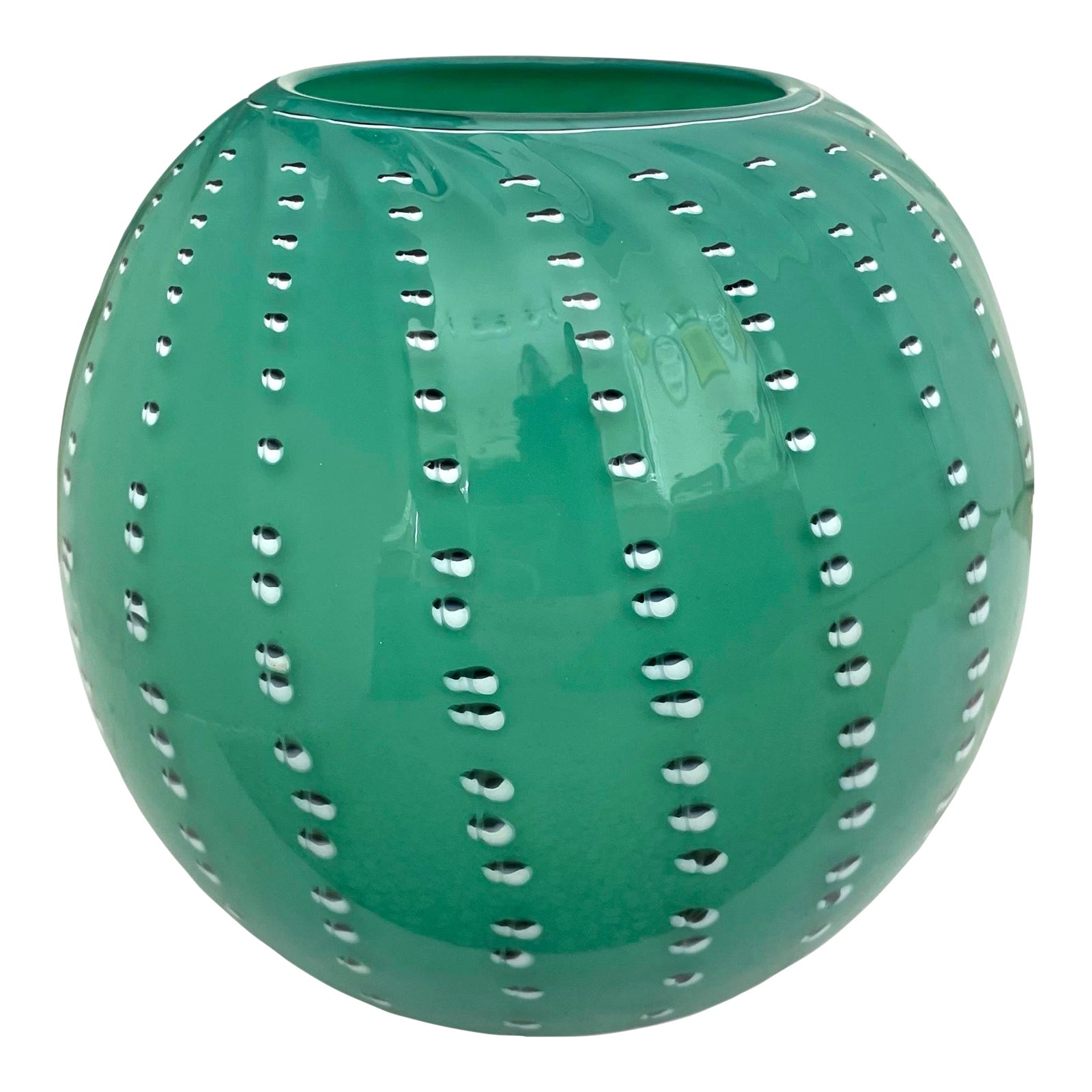Pizzichillo Gordon Green Sea Urchin Design Art Glass Vase Signed. 7 ...
