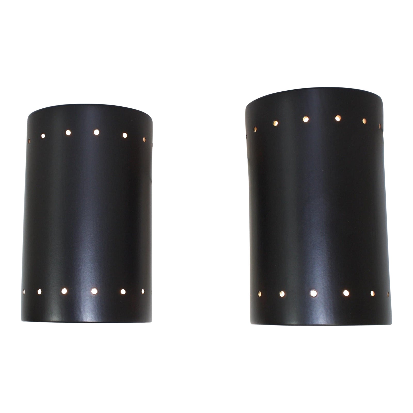 Pair 1980s Black Ceramic Wall Sconces by Justice Design | Chairish