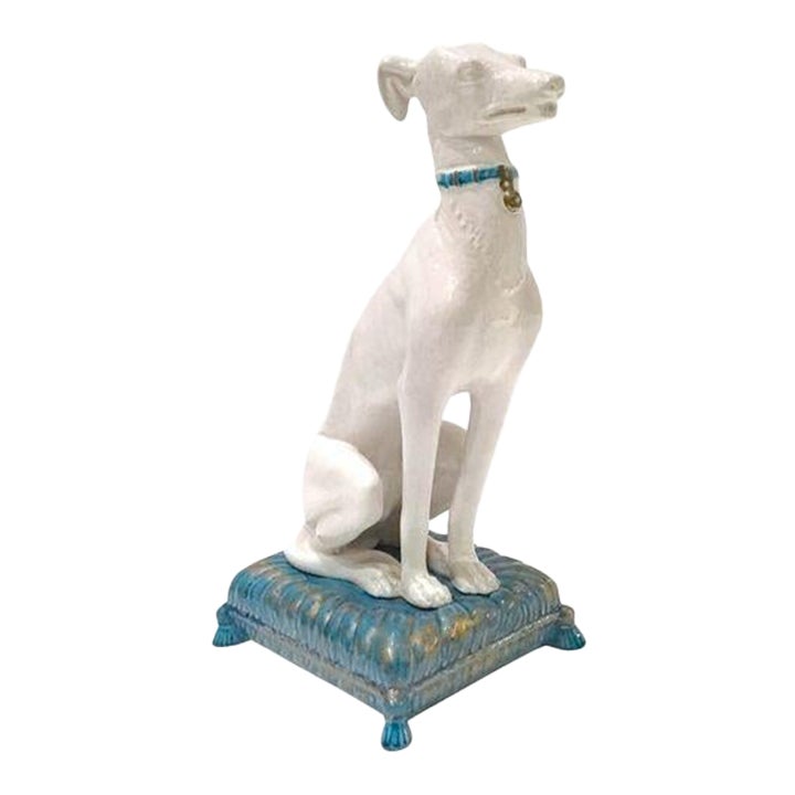 Vintage Italian Ceramic Whippet Figurine | Chairish