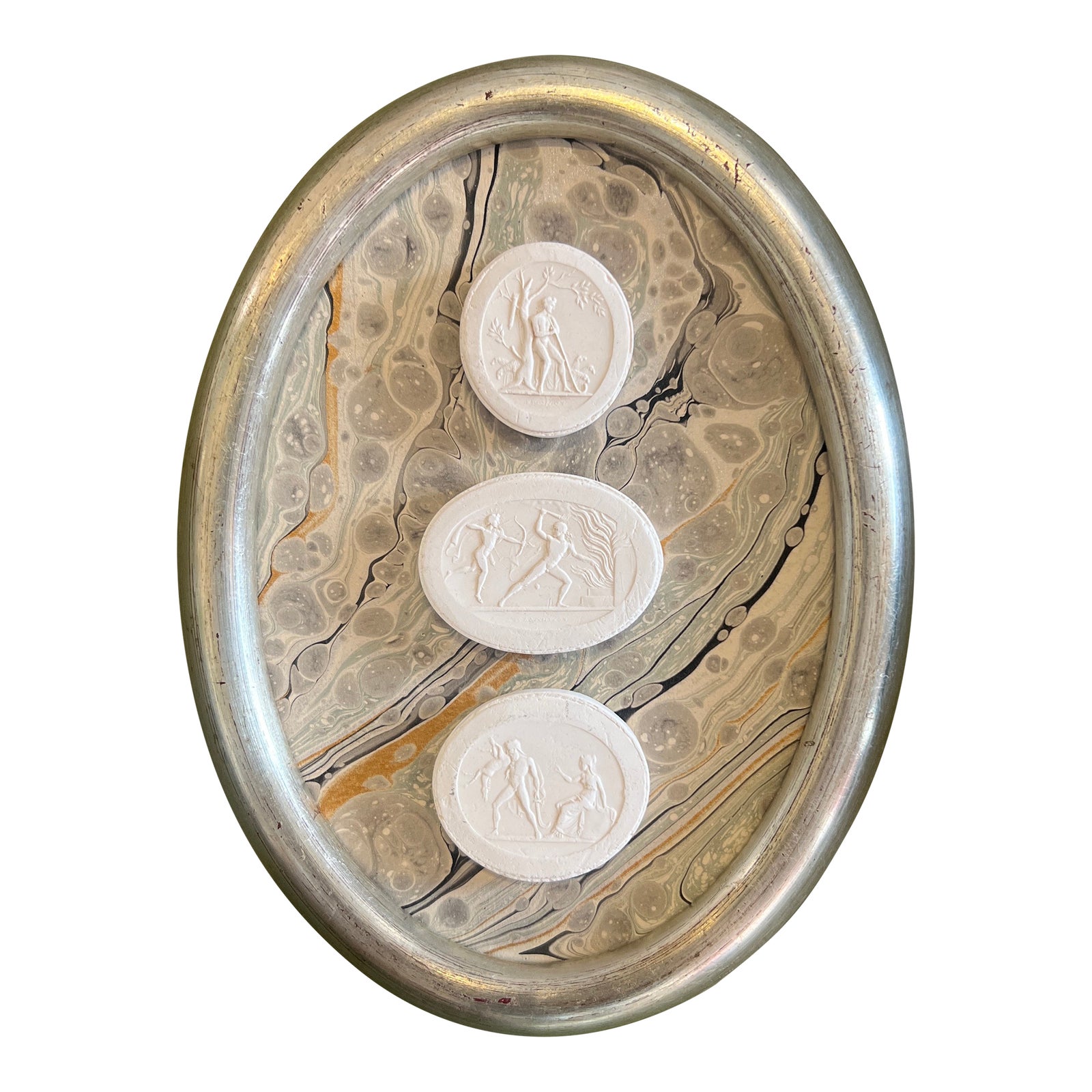 Neoclassical Grand Tour Style Framed Plaster Intaglios | Chairish
