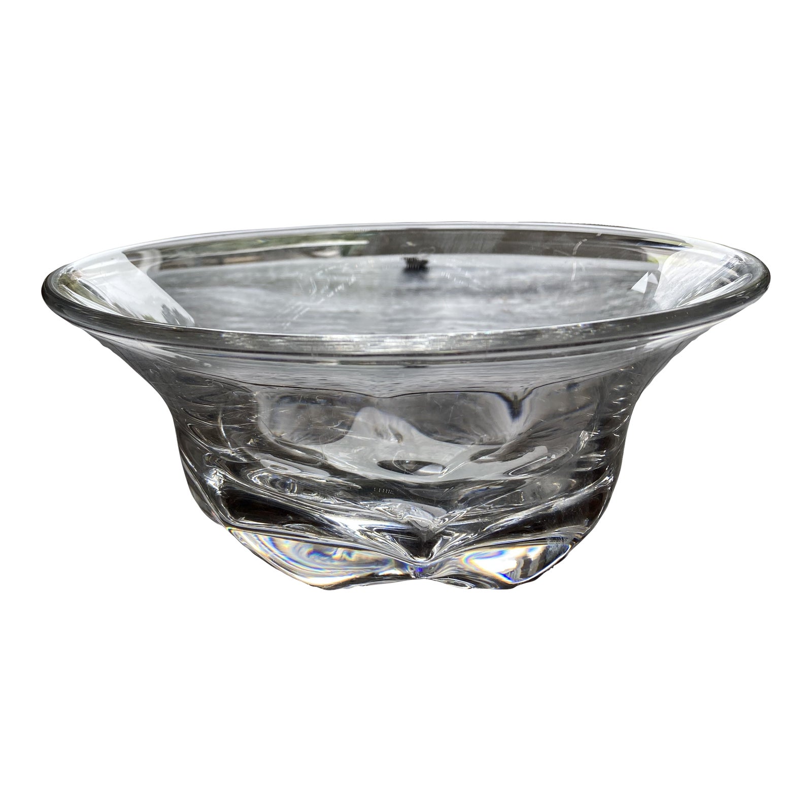 1960s Orrefors 1598/1 Edward Hald Crystal Bowl Signed Pinched Base ...