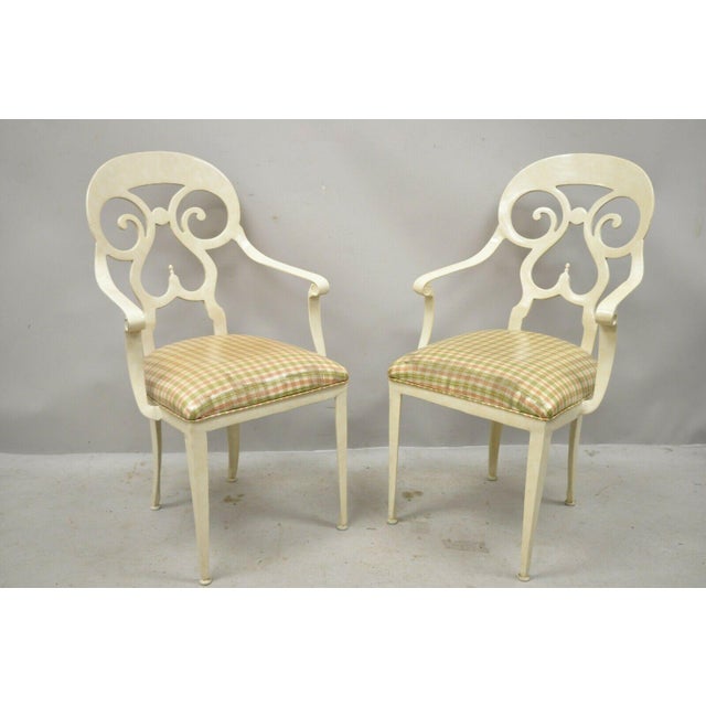 Veneman Italian Regency Style Cast Aluminum Spade Back Saber Leg Chairs ...