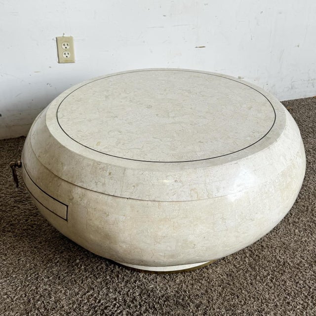 Postmodern Tessellated Stone Swivel Top Extendable Coffee Table With ...