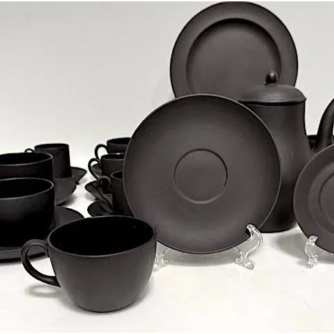 English Wedgwood Black Basalt Complete Tea, Coffee & Dessert Service ...