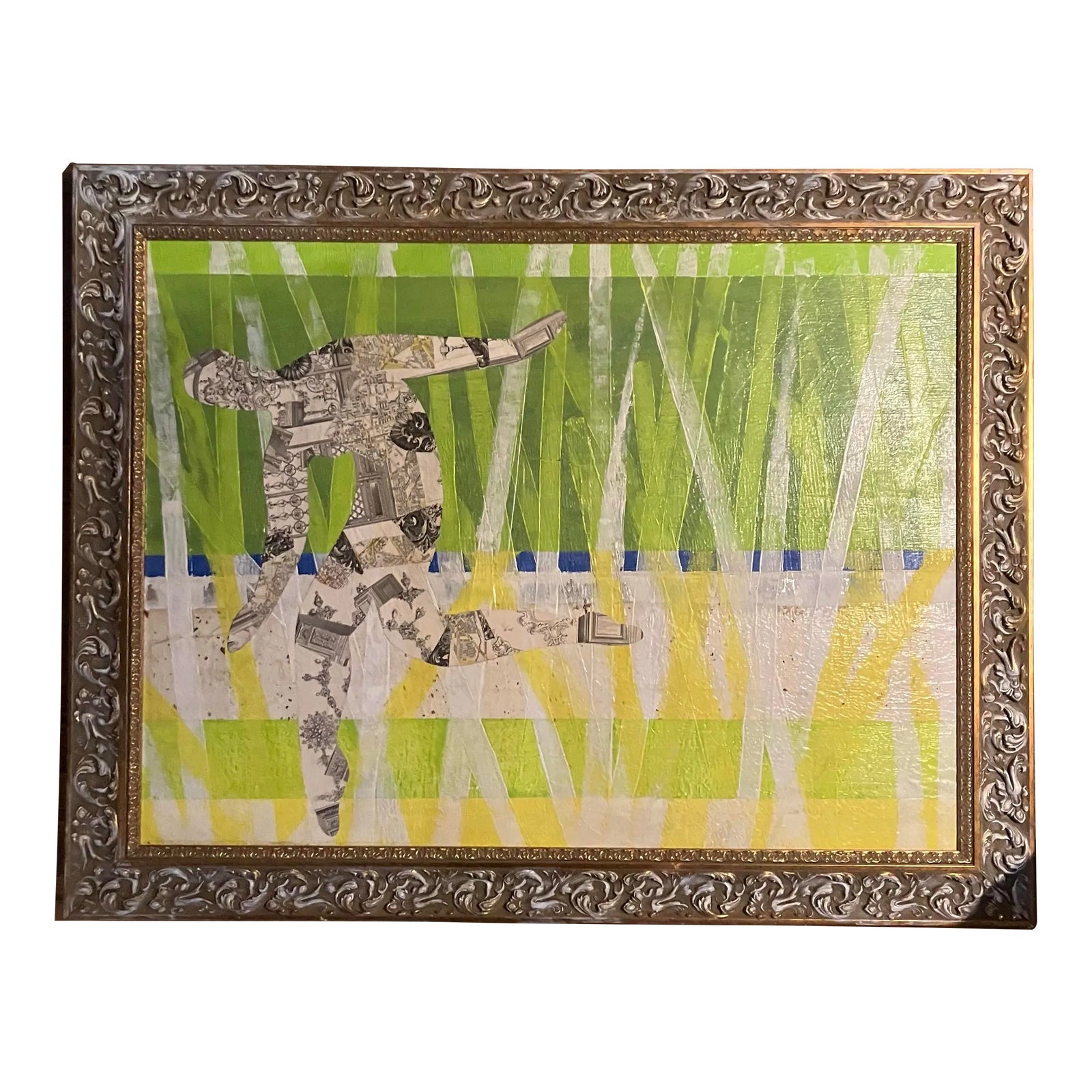 Contemporary Original Wayne Cunningham Running Man Abstract Collage ...