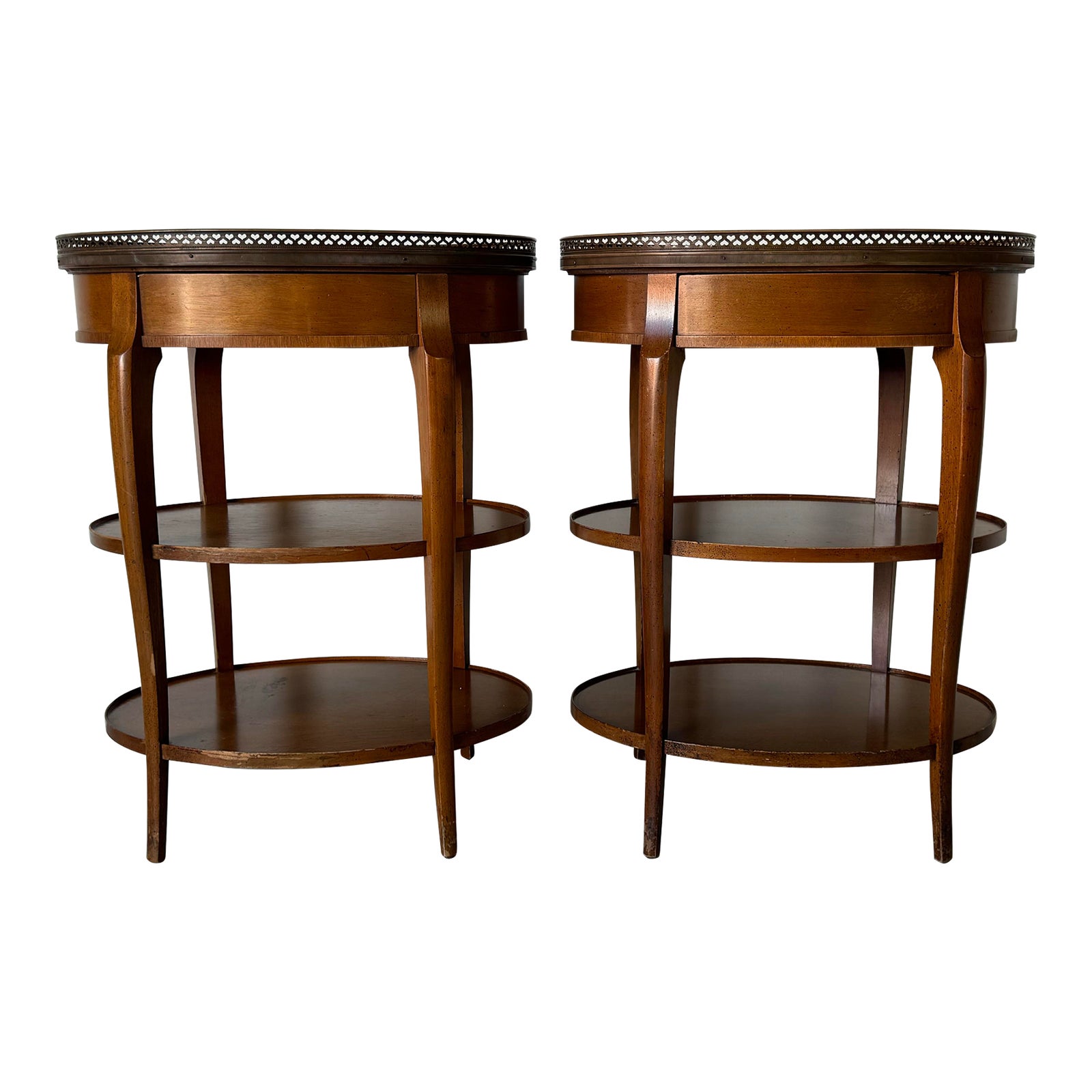 French Hollywood Regency Style Cassard Chateau Three- Tier Side Tables - a Pair | Chairish