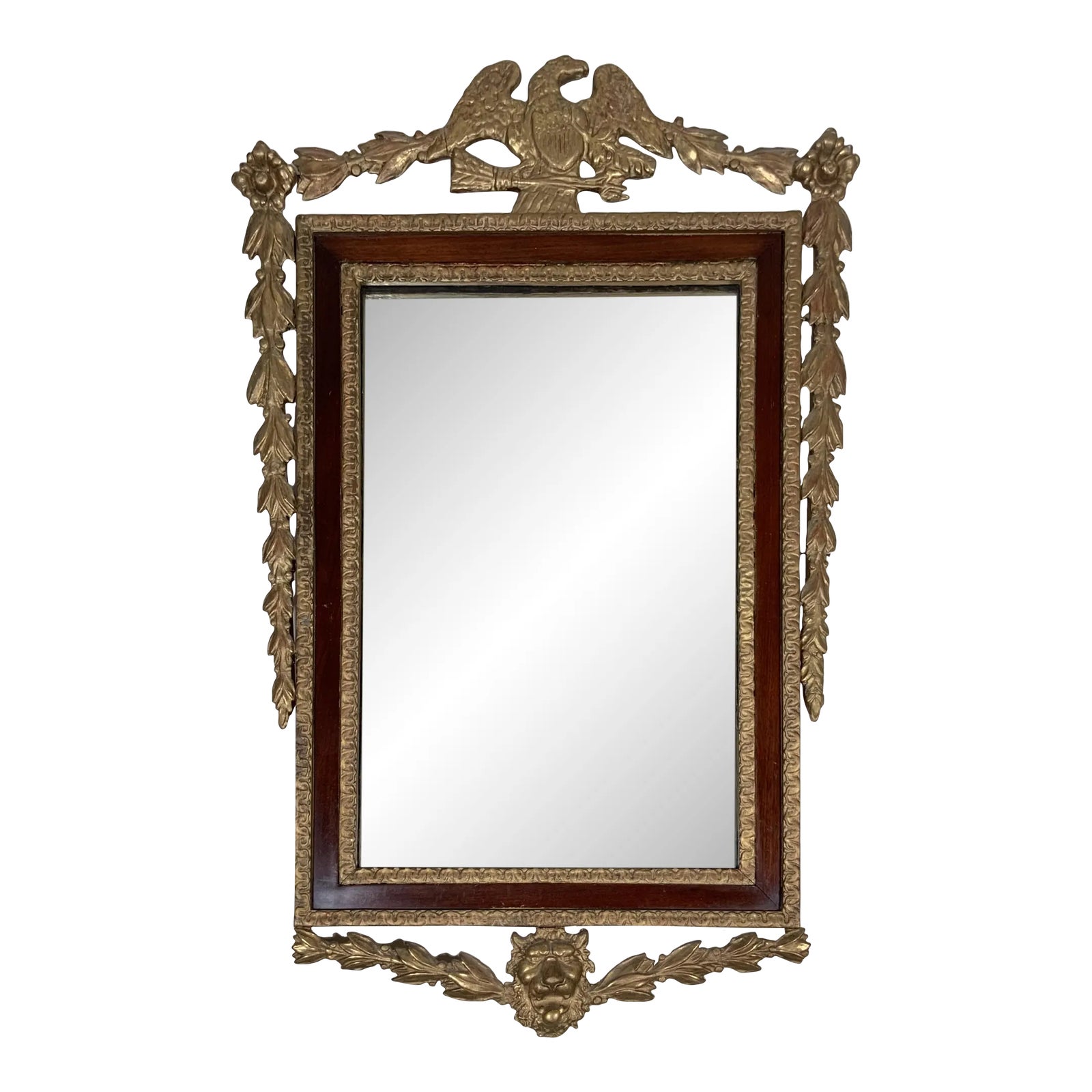 19th Century Federal Style Mahogany Gilded Wall Mirror With Eagle Crest ...