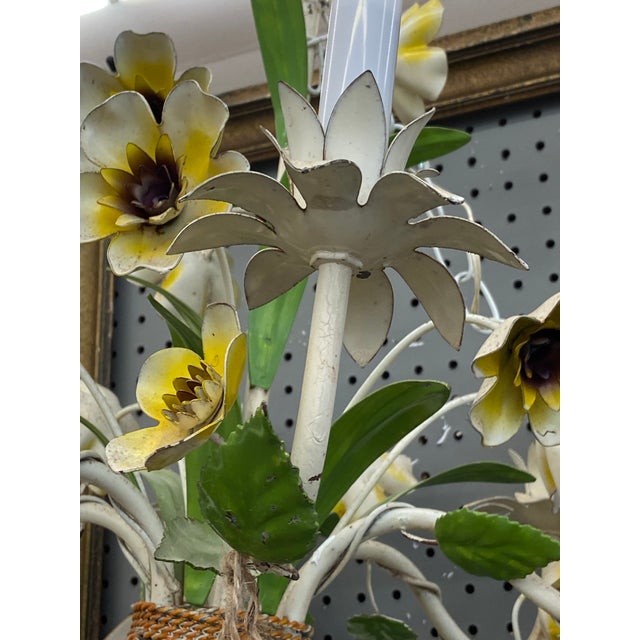 Vintage Palm Beach Regency Style Floral Tole Chandelier | Chairish