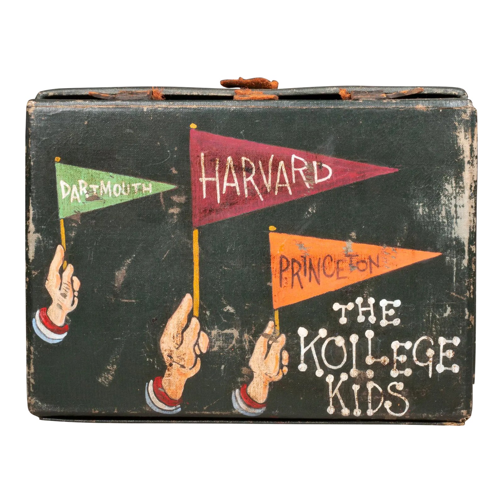 Antique Hand Painted Ivy League University Band Lunch Box C.1920 | Chairish