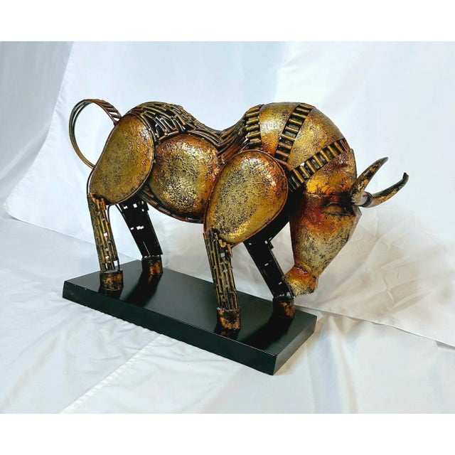 Vintage Welded Metal Brutalist Bull Sculpture | Chairish