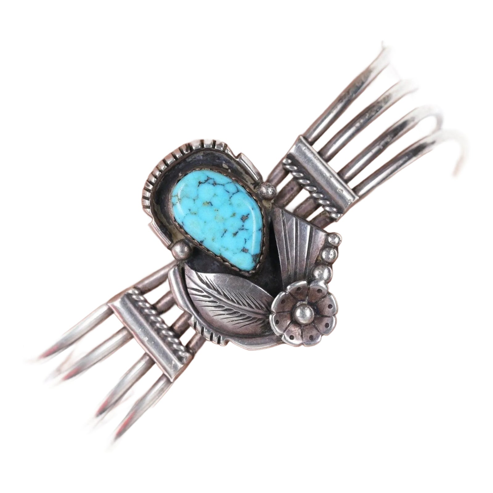 7" Ed Kee Navajo Sterling and waterweb turquoise bracelet | Chairish