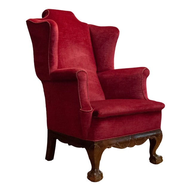 Red velvet wingback chair store