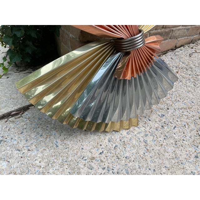 Curtis Jere Tri Color Fan Wall Sculpture | Chairish
