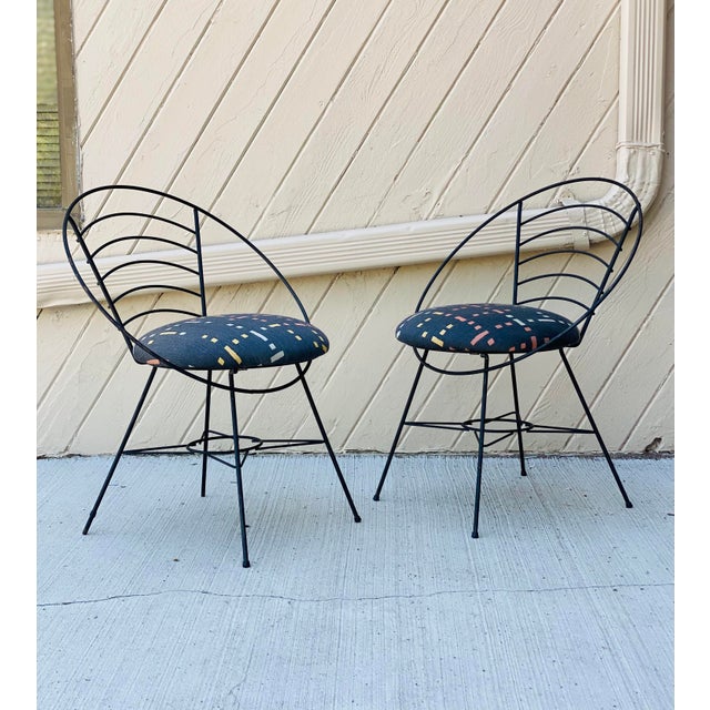 1970s Wrought Black Iron Atomic Hoop Chairs – a Pair | Chairish