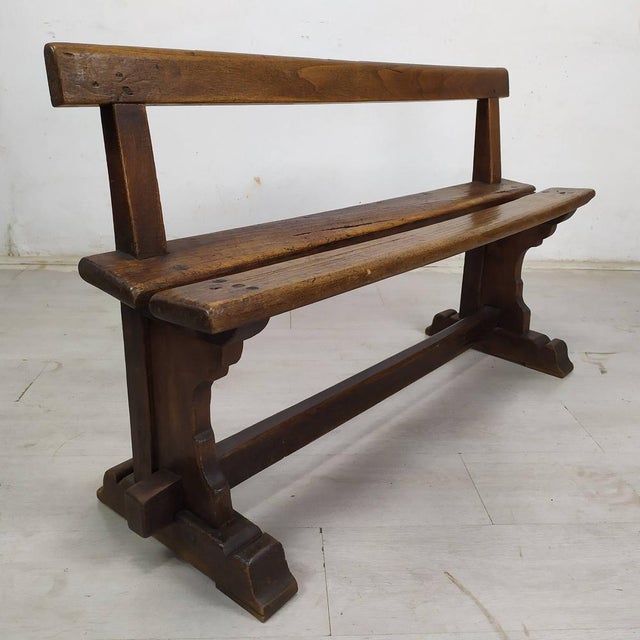 Vintage Rustic Oak Bench | Chairish