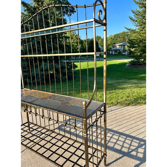 Vintage French Style Iron, Slate and Glass Bakers Rack | Chairish