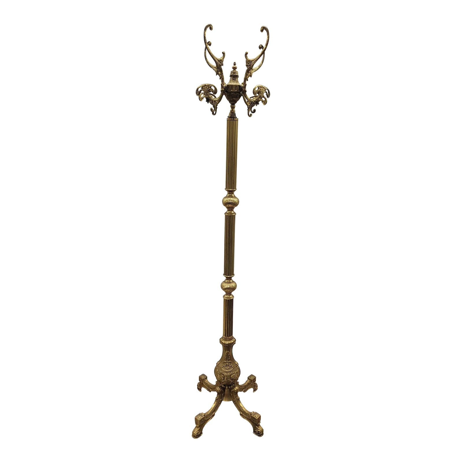 Decorative Vintage Brass Coat Rack | Chairish