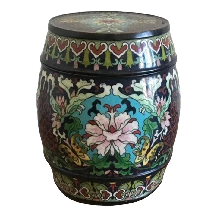Cloisonné Barrel Shaped Box | Chairish