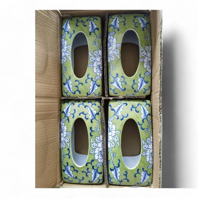 Chinese Hand-Painted Porcelain Ceramic Tissue Box - Floral Green by ...