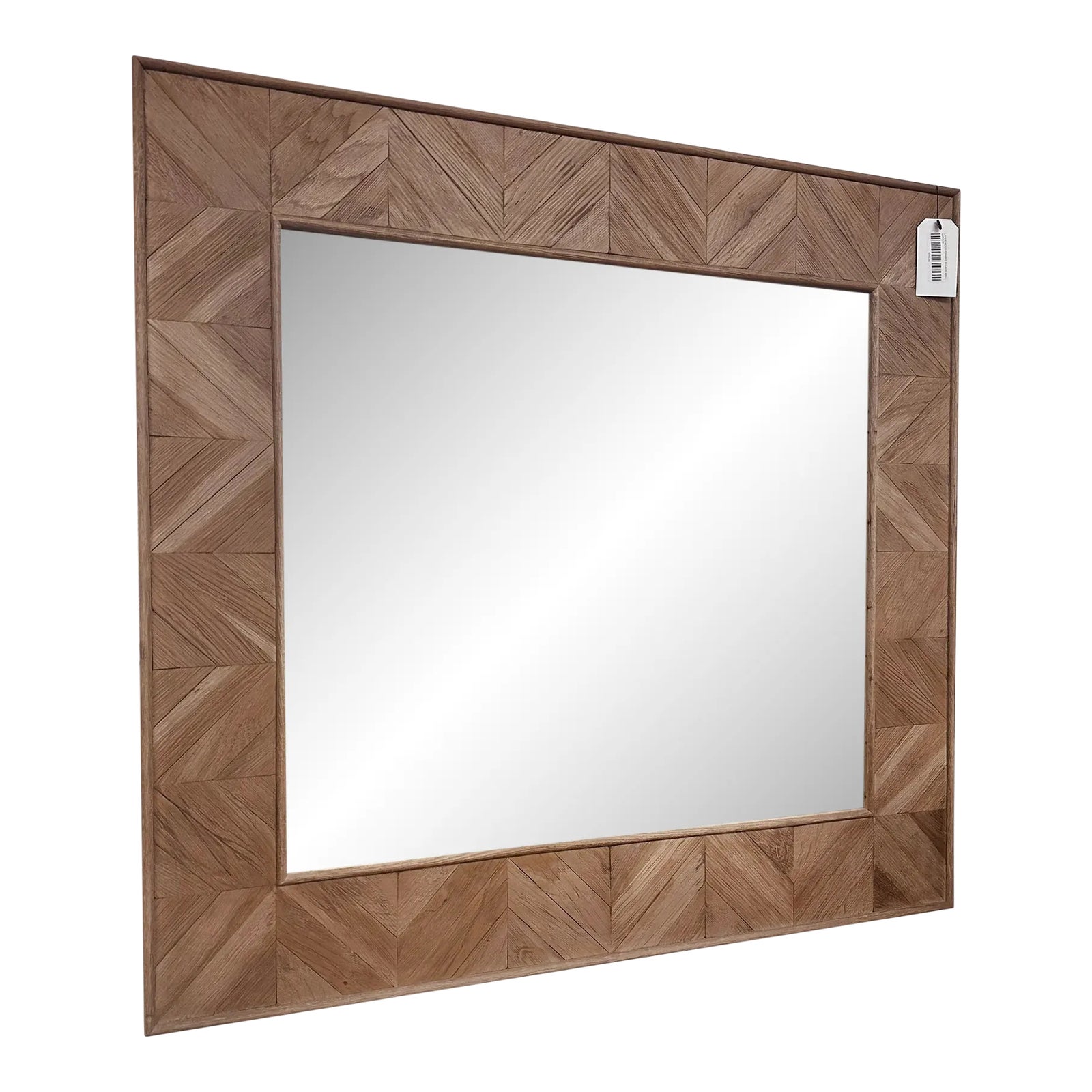 Large Chevron Wood Framed Square Wall Mirror | Chairish