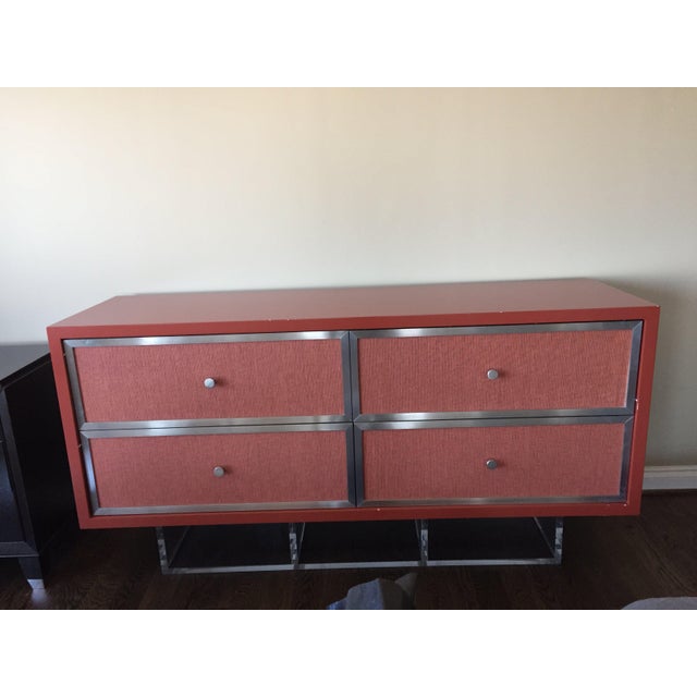 Custom Modern Red Credenza | Chairish
