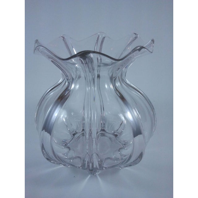 Petite Ruffled Flint Glass Steamboat Vase | Chairish