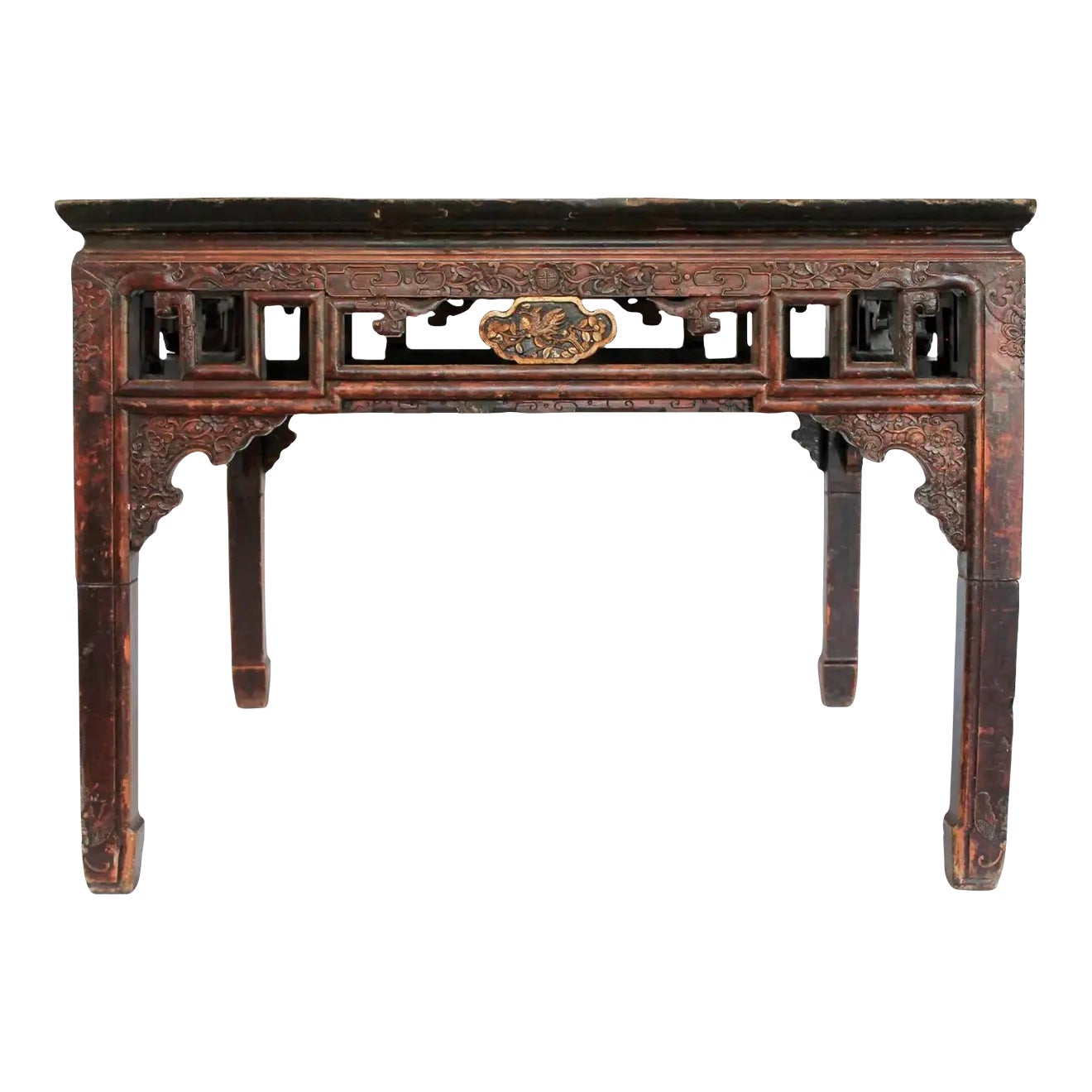 Antique Qing Dynasty Carved Chinese Center, Accent or Side Table | Chairish