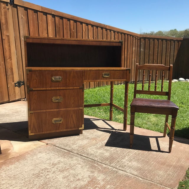Dixie Campaigner Faux Bamboo Desk With Chair | Chairish
