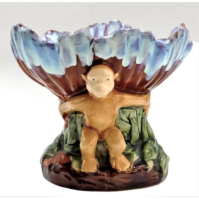 Vintage Majolica Style Ceramic Monkey Catchall Soap Dish Bowl or Small ...