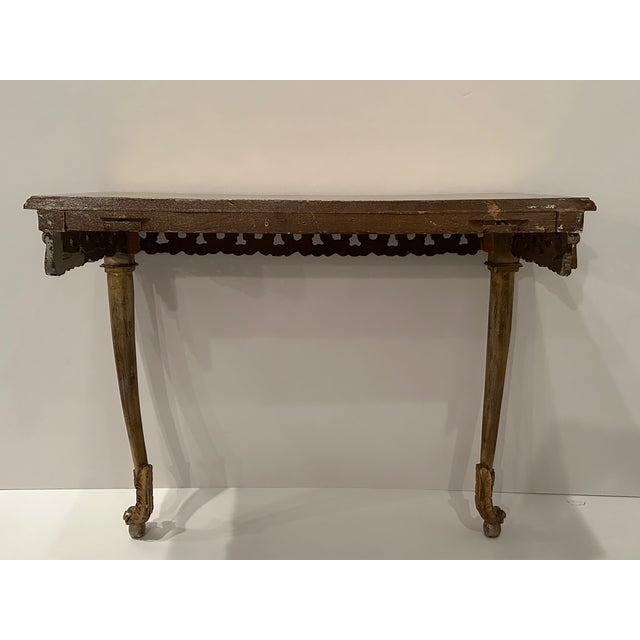 Carved Italian Gold & Silver Leaf Wall Mounted Console Table | Chairish