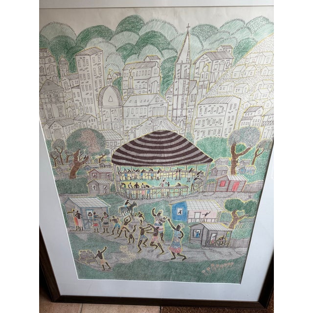 Village Scene in Mixed Media | Chairish