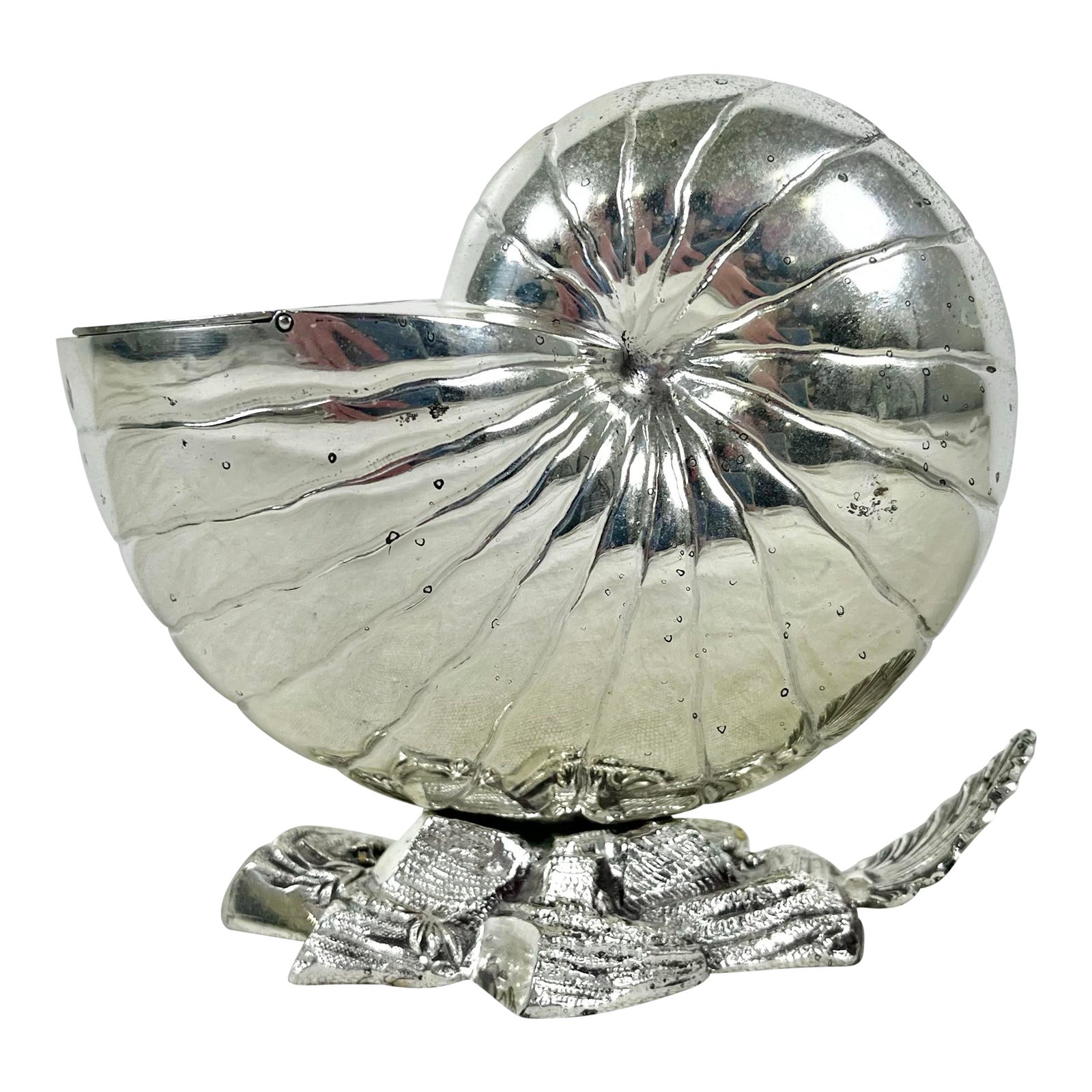 Antique Hukin & Heath Silver Plate Nautilus Shell Spoon Warmer | Chairish